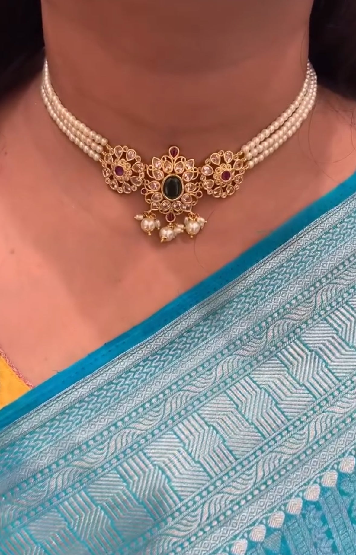 Beautiful pearls chocker set – Sujatha Gold Covering Works