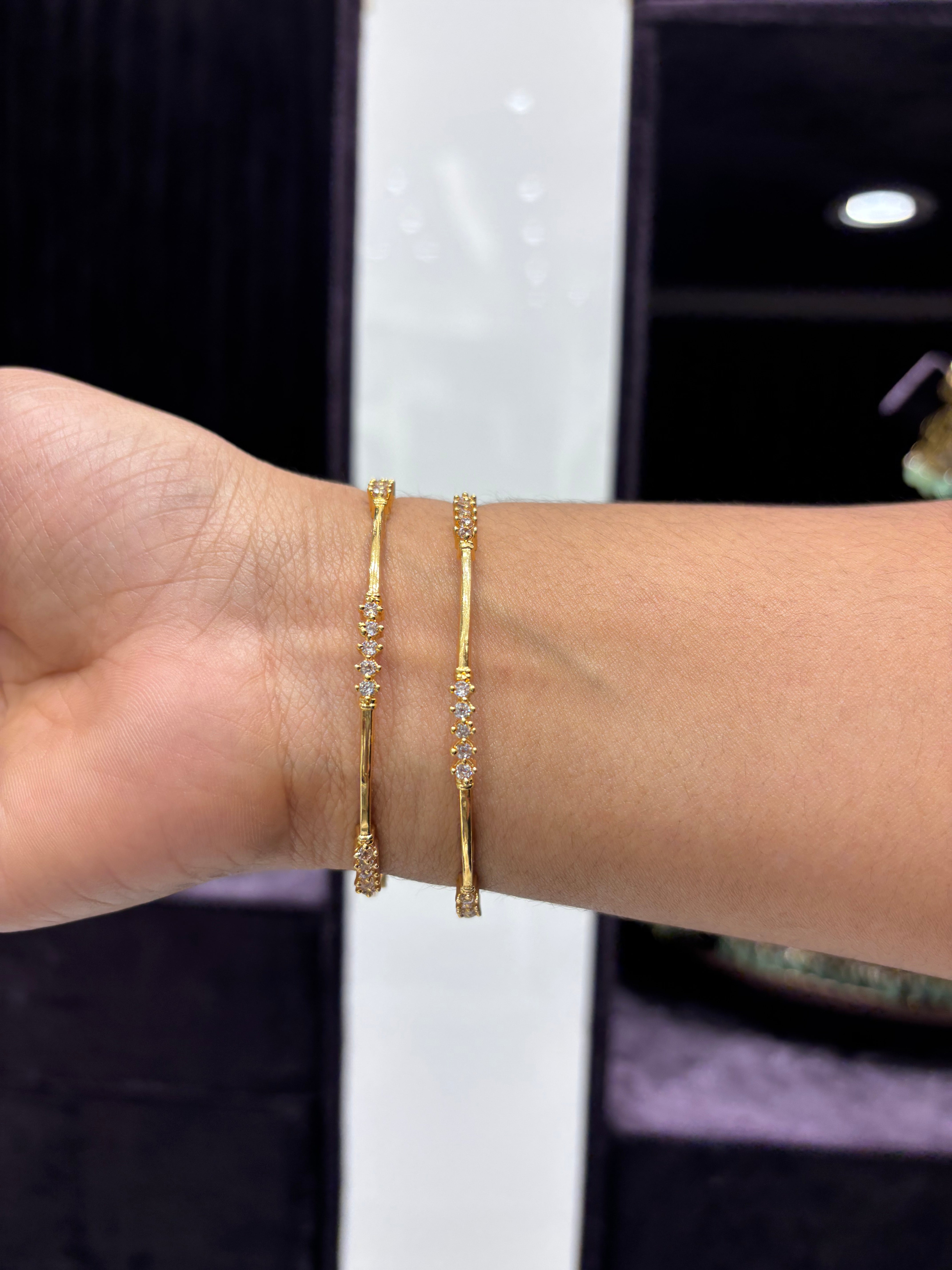 CZ stone bangles – Sujatha Gold Covering Works