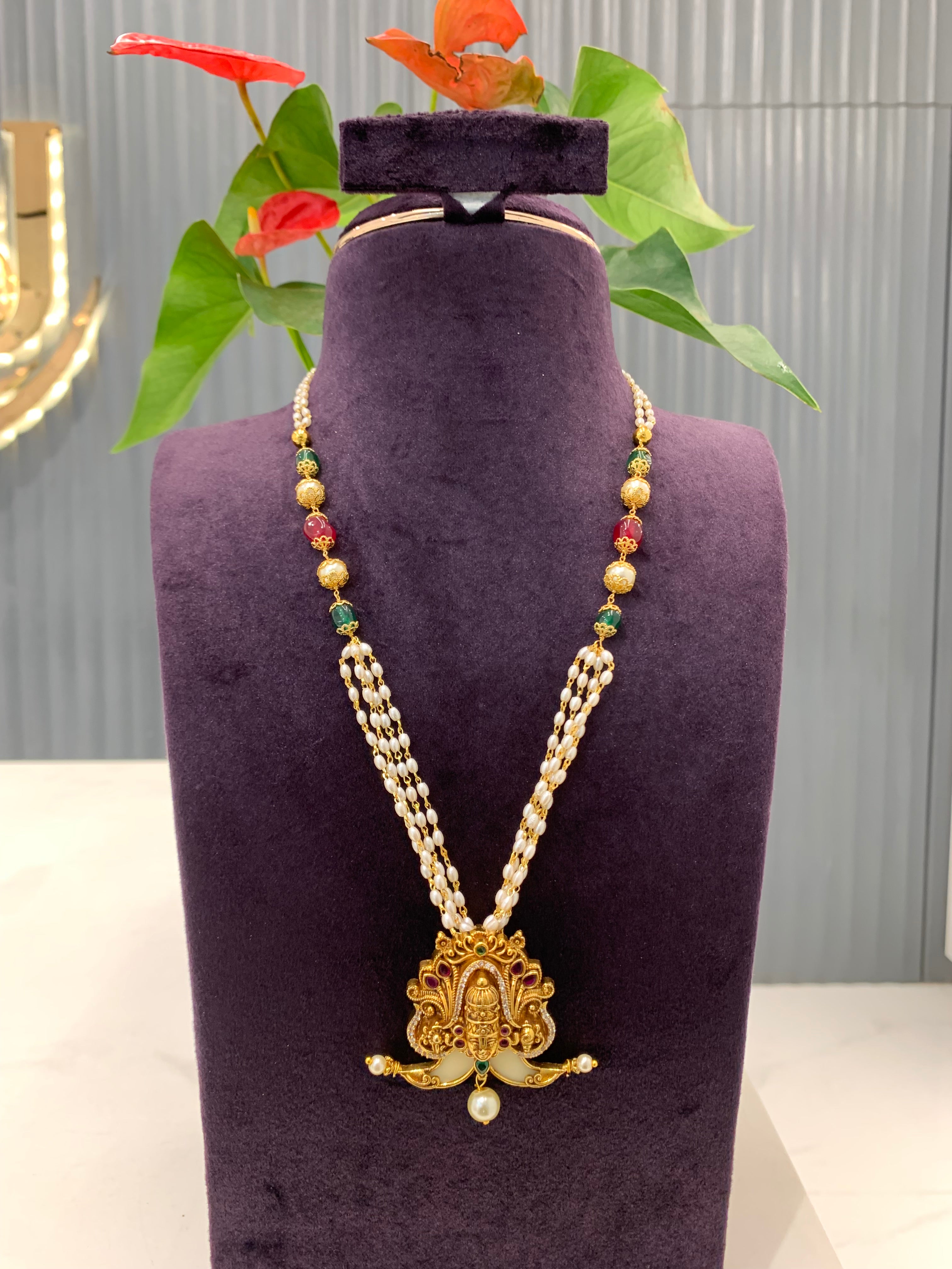 Beautiful Balaji Tigernail Locket with Whiteroll Chain – Sujatha Gold ...