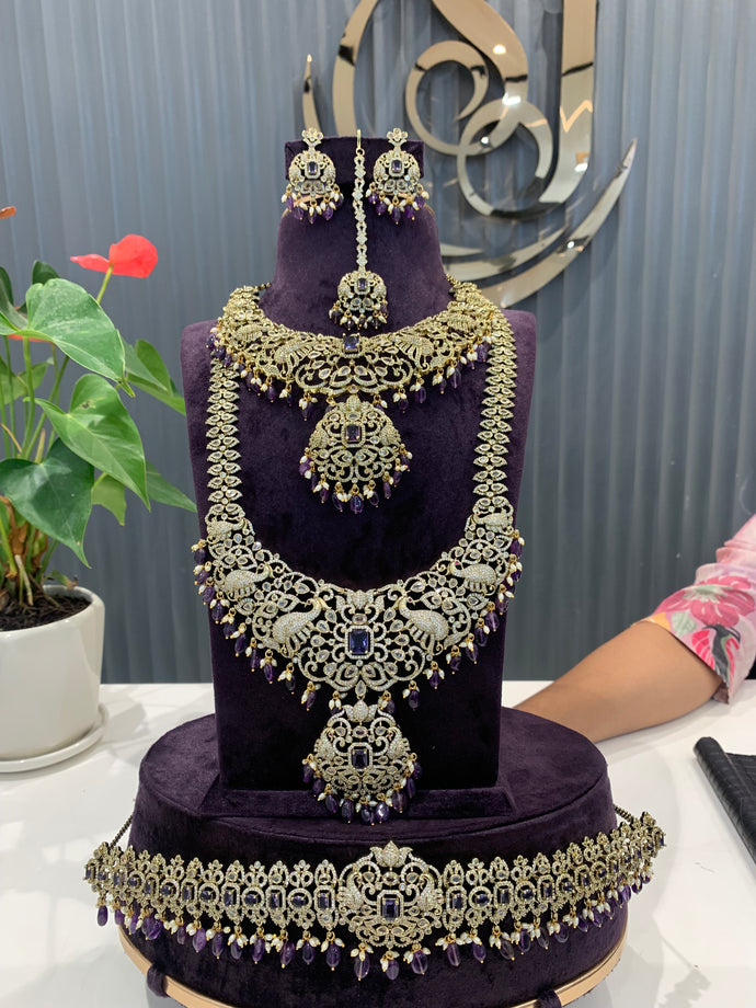 Beautiful voilet stone combo set – Sujatha Gold Covering Works