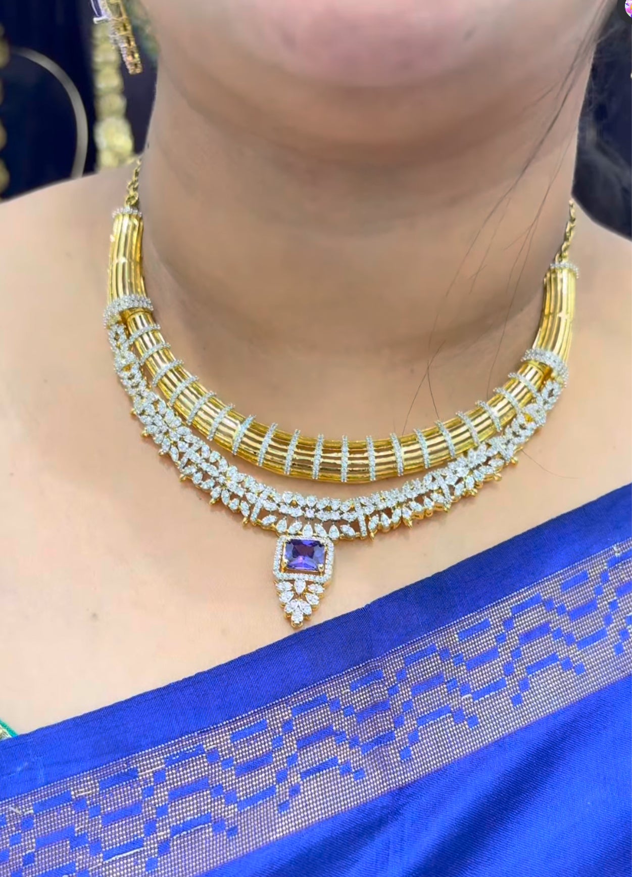 Gj Kanti pattern neck set – Sujatha Gold Covering Works