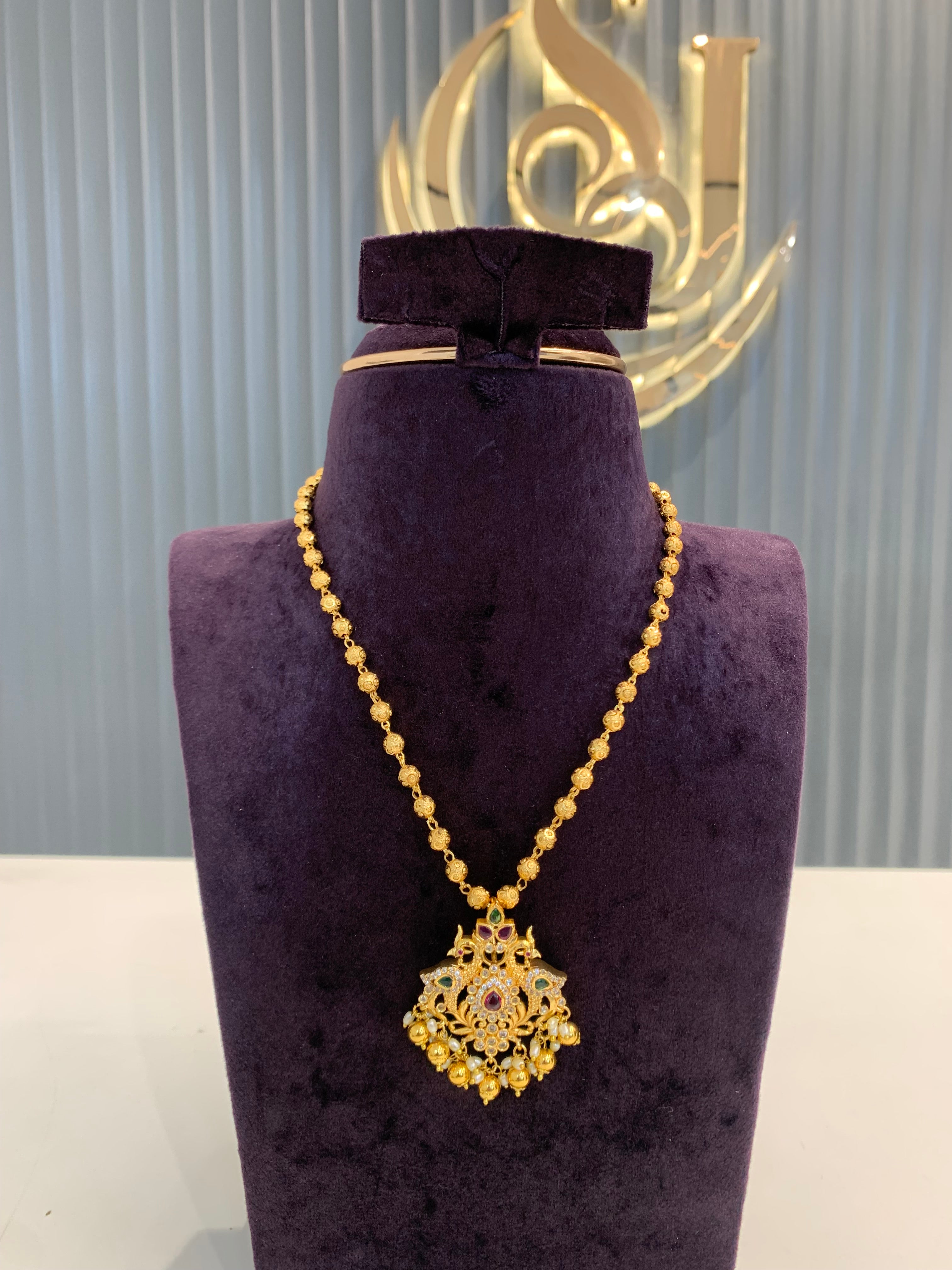Beautiful pendent with gold boll chain 18’inches – Sujatha Gold ...