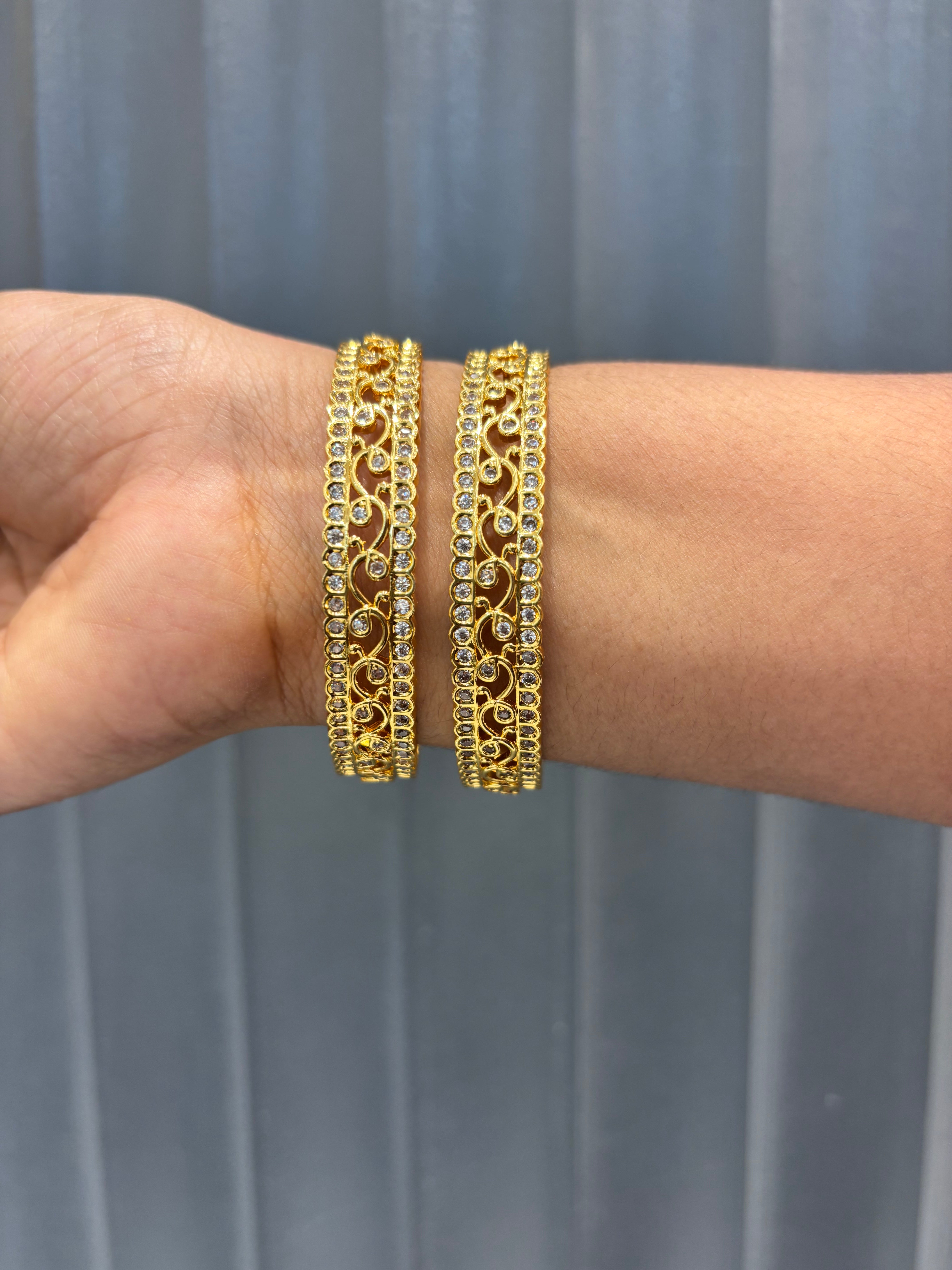 Cz stone bangles – Sujatha Gold Covering Works