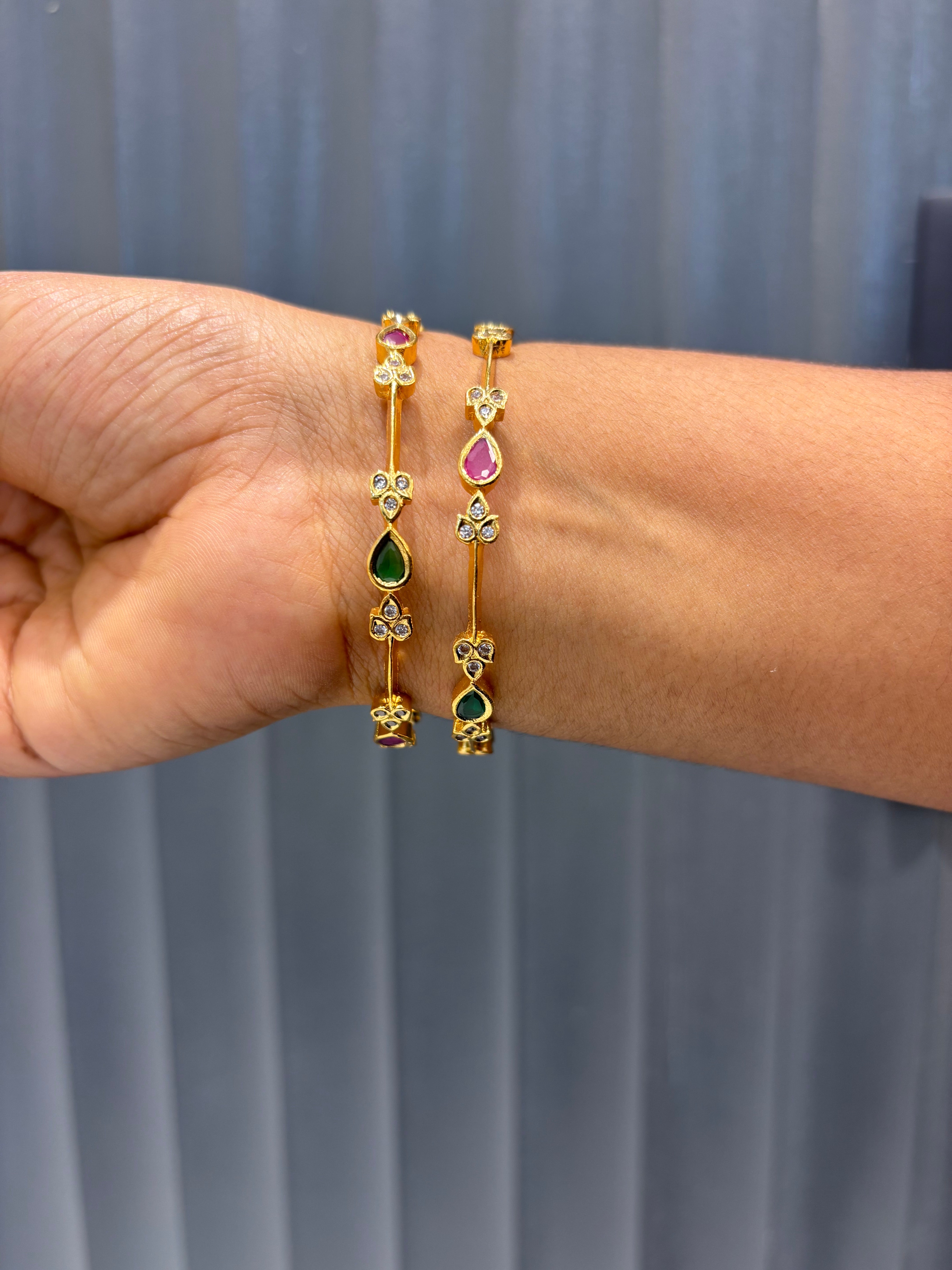 CZ Multi Stone Bangles – Sujatha Gold Covering Works